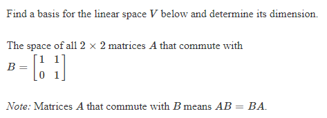 Solved Find a basis for the linear space V below and | Chegg.com