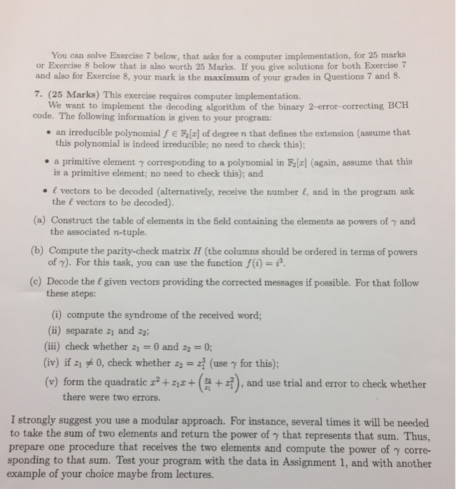 You can solve Exercise 7 below, that asks for a | Chegg.com