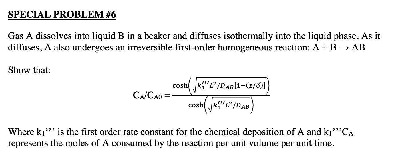 Gas A dissolves into liquid B in a beaker and | Chegg.com