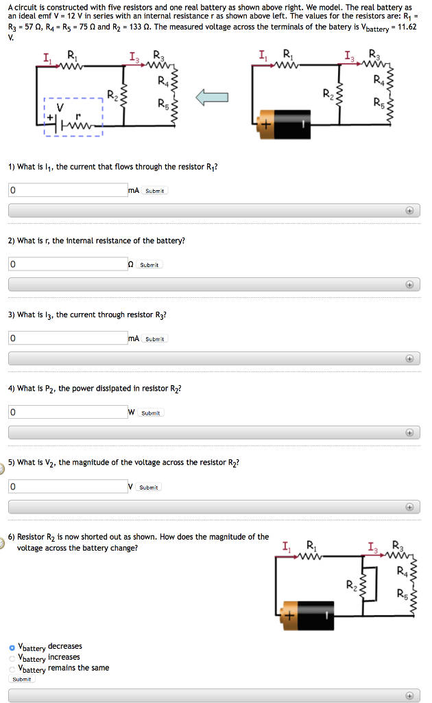Solved A circuit is constructed with five resistors and one | Chegg.com