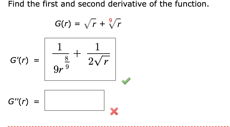 Solved Find the first and second derivative of the function. | Chegg.com