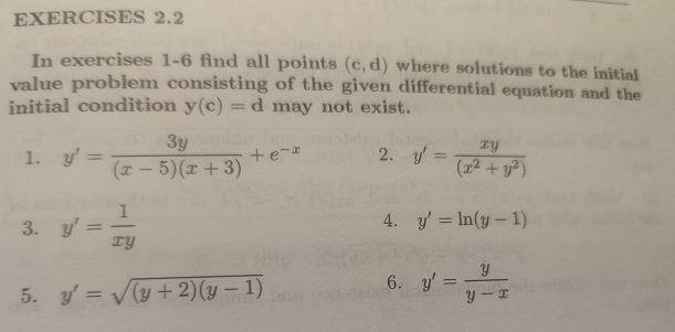 Solved EXERCISES 2.2 In exercises 1-6 find all points (c,d) | Chegg.com
