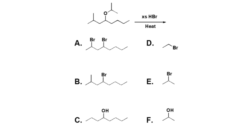 Solved xs HBr Heat Br Br A. D. Br Br Br B. E. он OH C. F. | Chegg.com