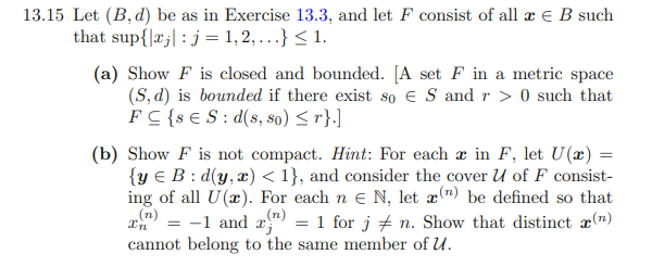 Solved 13.15 Let (B, d) be as in Exercise 13.3, and let F | Chegg.com