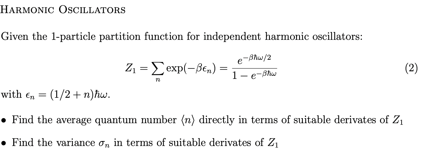Solved Given the 1-particle partition function for | Chegg.com