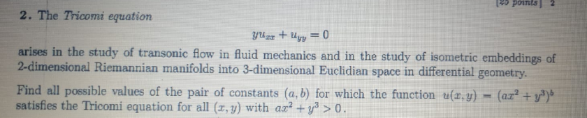 Points 2 The Tricomi Equation Yuxr Hyy 0 Arises