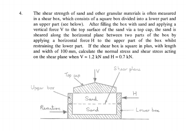 Solved 4. The shear strength of sand and other granular | Chegg.com