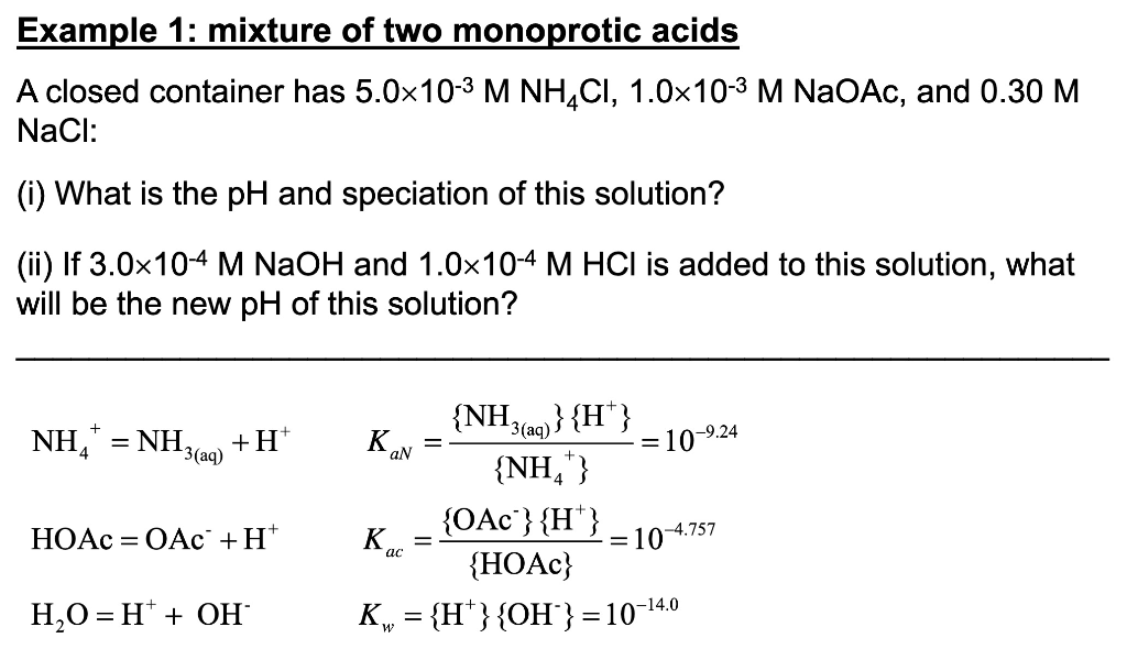 Solved Example 1: mixture of two monoprotic acids A closed | Chegg.com