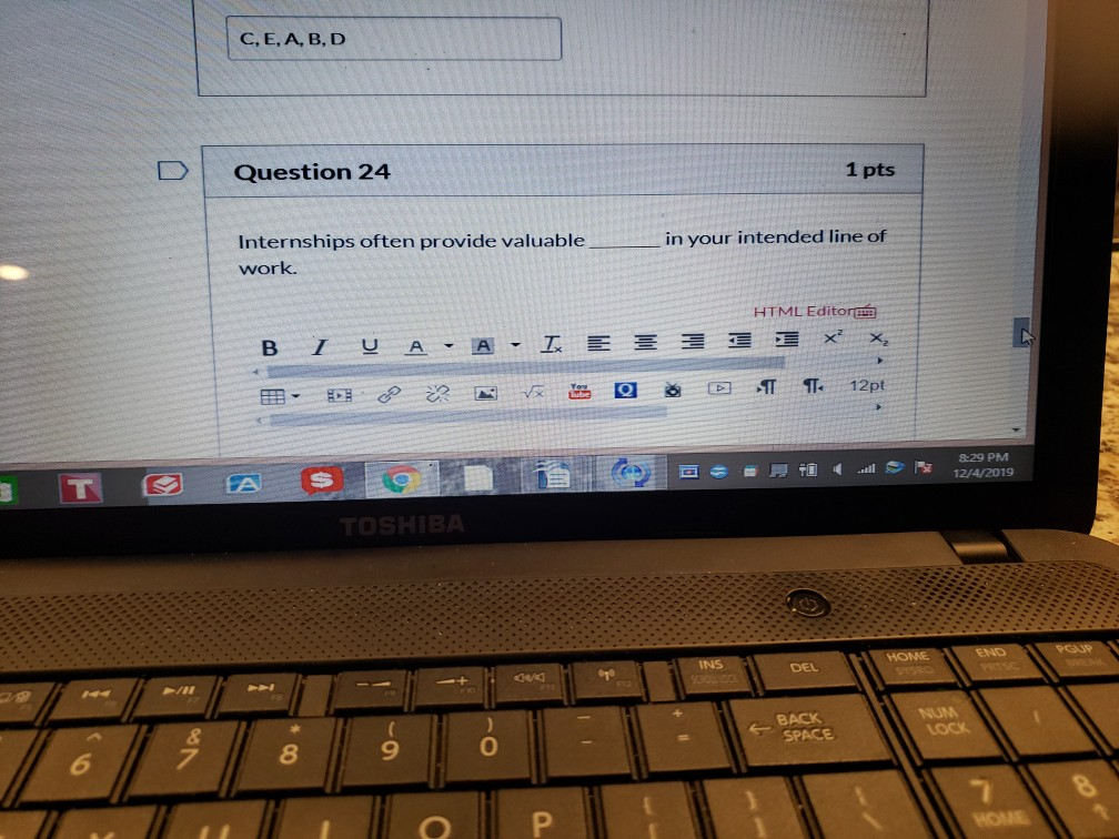 Solved C, E, A, B,D Question 24 1 pts in your intended line | Chegg.com