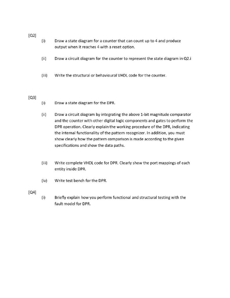 Solved Digital Pattern Recognizer (OPR) The following | Chegg.com