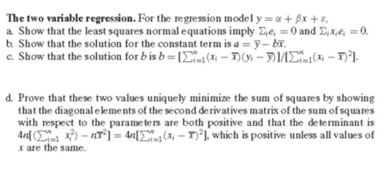 Solved The two variable regression. For the regression model | Chegg.com