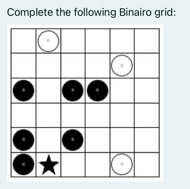 Solved Complete the following Binairo grid: | Chegg.com