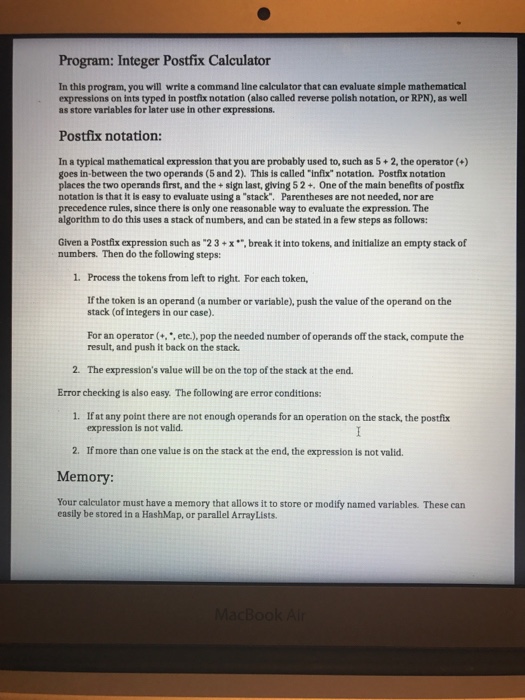 Solved Program Integer Postfix Calculator In This Program