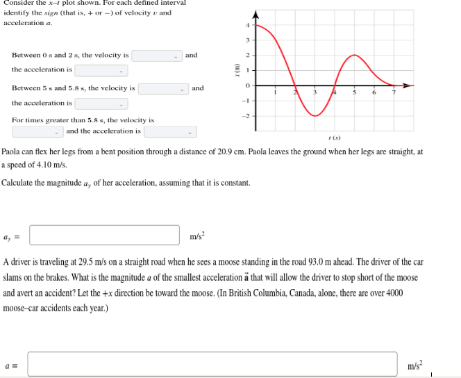 Solved identify the sign (that is, + or − ) of velocity v | Chegg.com