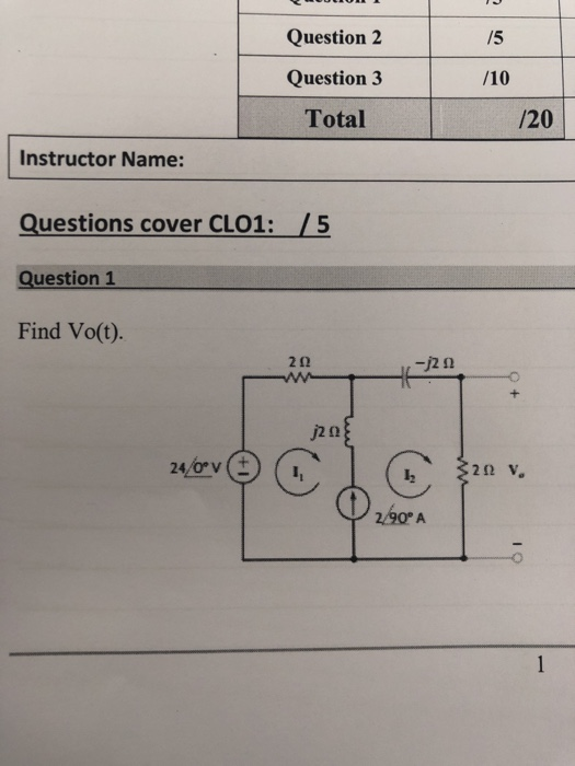 Solved Question2 Question 3 Total /5 /20 Instructor Name: | Chegg.com