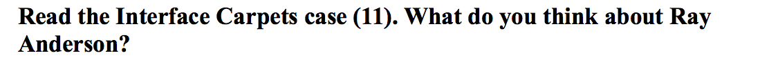 Read the Interface Carpets case (11). What do you | Chegg.com