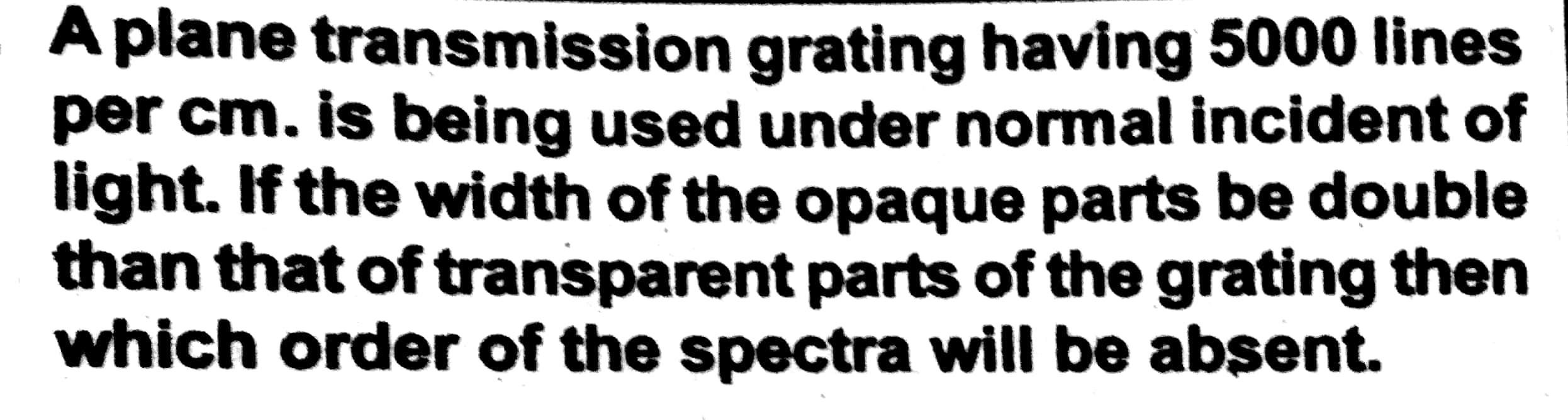 Solved A plane transmission grating having 5000 lines per | Chegg.com