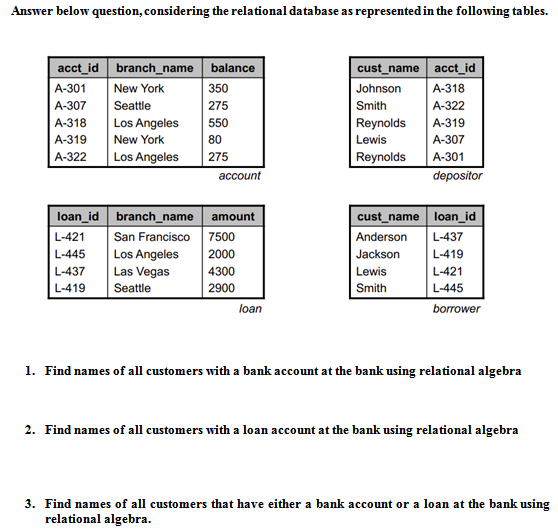 Solved Answer below question, considering the relational | Chegg.com
