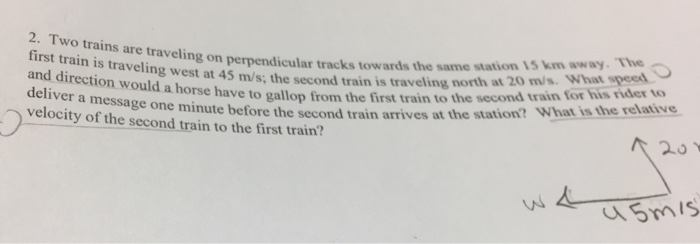Solved Two trains are traveling on perpendicular tracks | Chegg.com