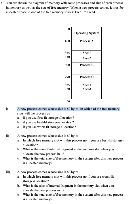 Solved 7. You are shown the diagram of memory with some | Chegg.com