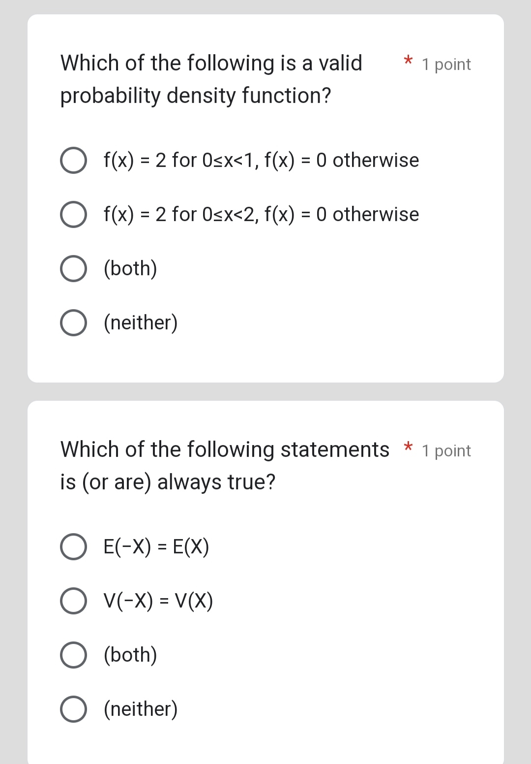 Solved 1. Which of the following is a valid 1 point | Chegg.com