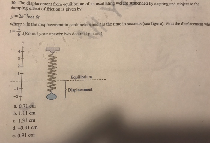Solved 10. The displacement from equilibrium of an | Chegg.com