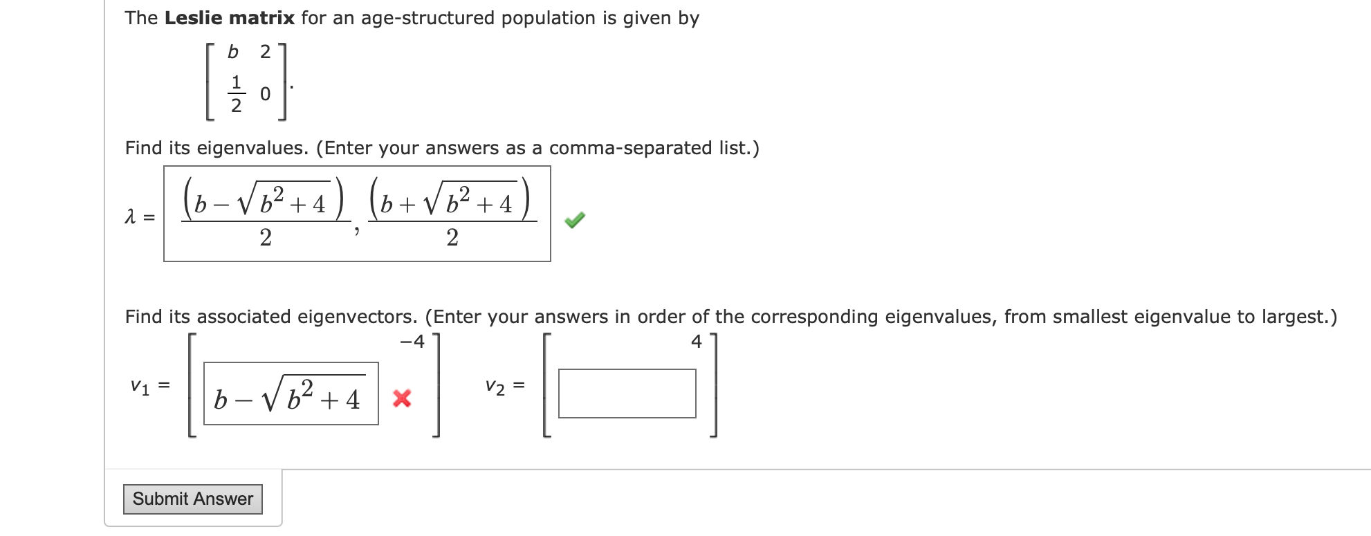 Solved The Leslie matrix for an age-structured population is | Chegg.com