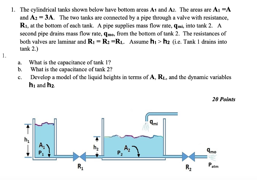Solved 1. The cylindrical tanks shown below have bottom | Chegg.com