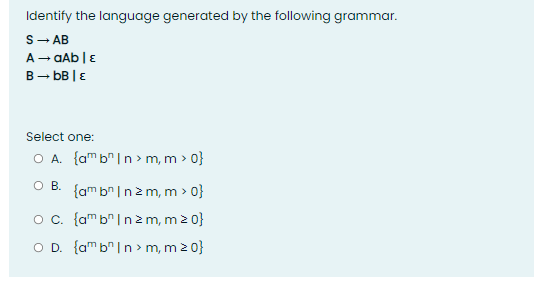 Solved Given the context Free Grammar (CFG), G, as follows: | Chegg.com