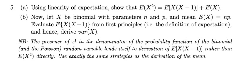 Solved (a) ﻿Using linearity of expectation, show that | Chegg.com