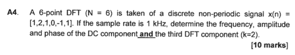 Solved A4. A 6-point DFT (N = 6) is taken of a discrete | Chegg.com