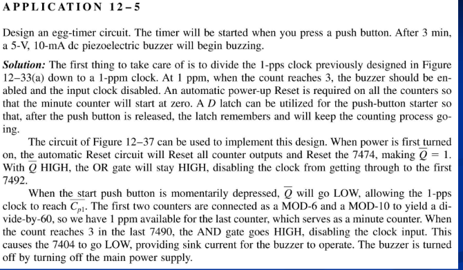 Solved APPLICATION 12-5 Design an egg-timer circuit. The | Chegg.com