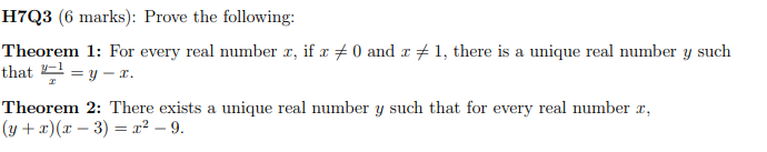 Solved H7Q3 (6 marks): Prove the following: Theorem 1: For | Chegg.com