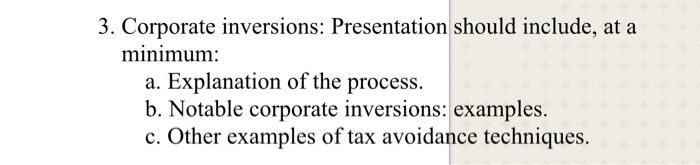 Solved 3. Corporate inversions: Presentation should include, | Chegg.com