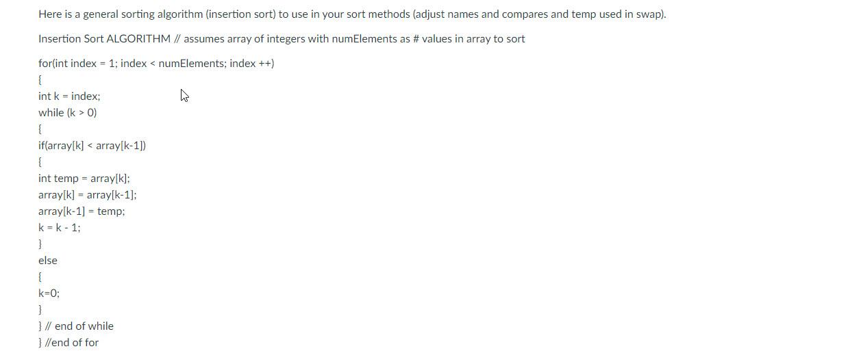 Solved // receives: list - array of ints and numElements - | Chegg.com