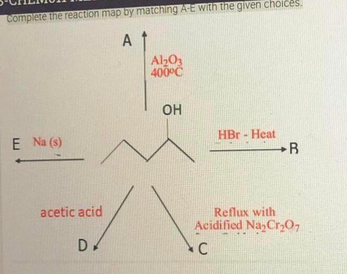 Solved Complete the reaction map below by matching A-E with | Chegg.com