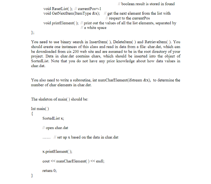 Solved Implement A Class Sorted List As Defined By The 
