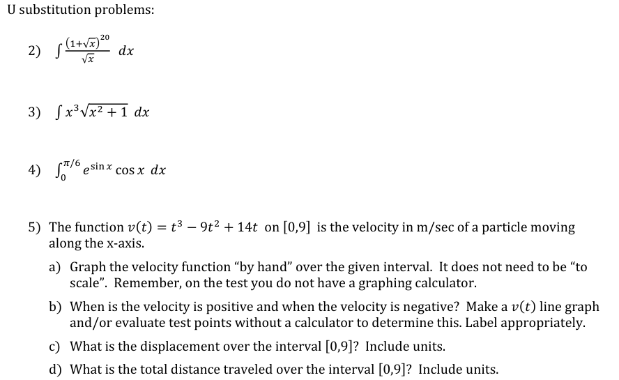Solved U substitution | Chegg.com