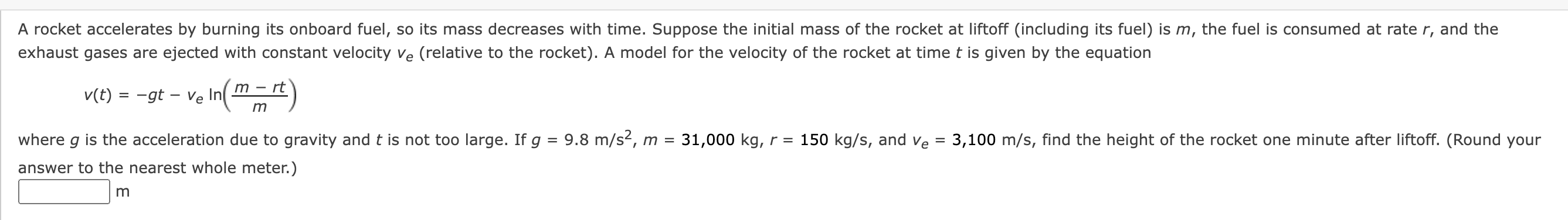 Solved exhaust gases are ejected with constant velocity ve | Chegg.com