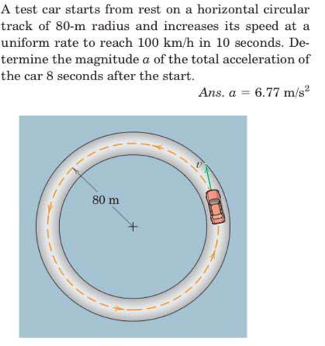 Solved A test car starts from rest on a horizontal circular | Chegg.com