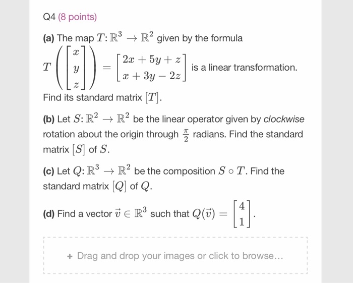 Solved The map T: R^3 rightarrow R^3 given by the formula | Chegg.com