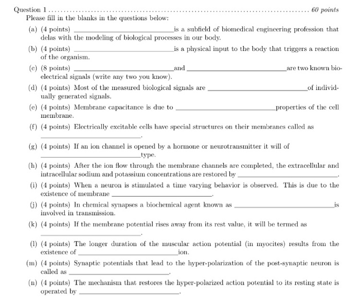 Solved Question 1 60 points is a subfield of biomedical | Chegg.com