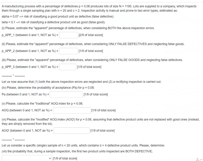 Solved A manufacturing process with a percentage of | Chegg.com