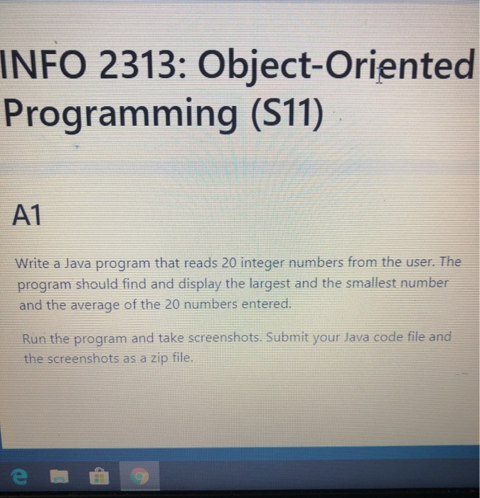 Solved INFO 2313: Object-Oriented Programming (S11) A1 Write | Chegg.com