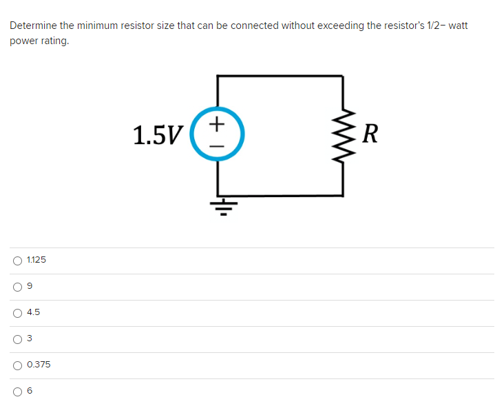 Solved Determine the minimum resistor size that can be | Chegg.com