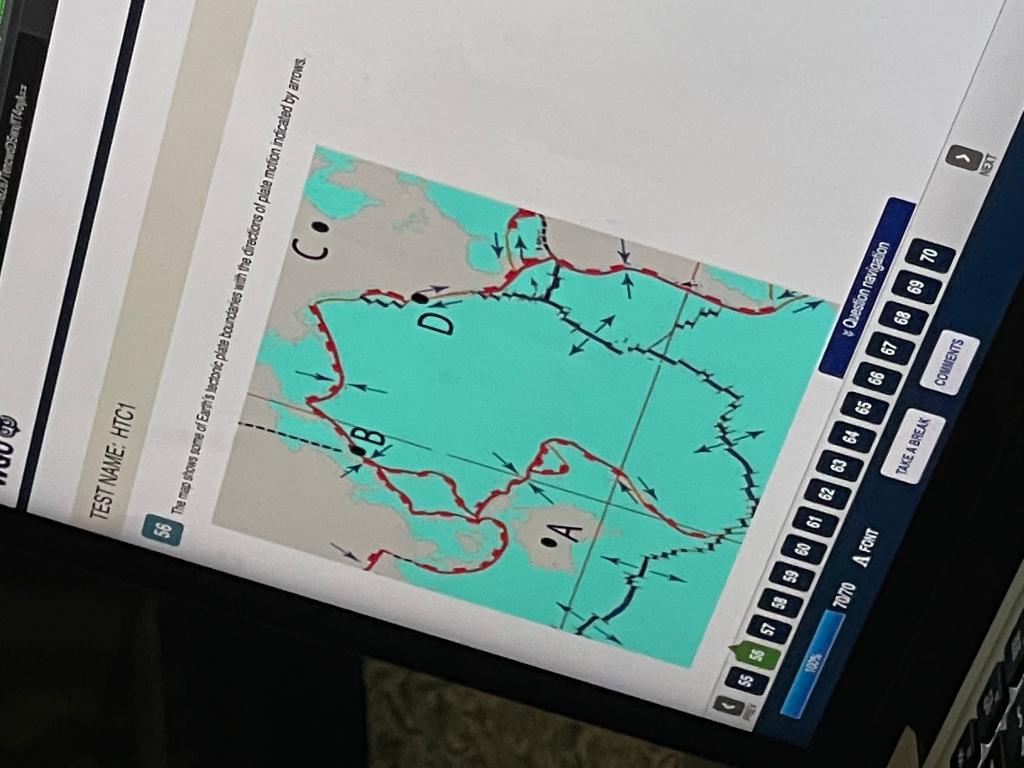 Solved PULS TEST NAME: HTC1 56 The map shows some of Earth's | Chegg.com