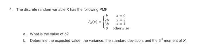 Solved The discrete random variable X has the following PMF | Chegg.com