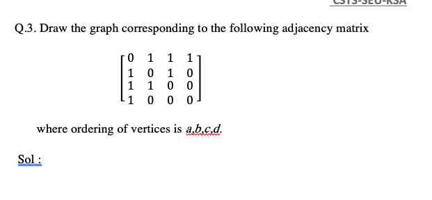 Solved Q.3. Draw the graph corresponding to the following | Chegg.com