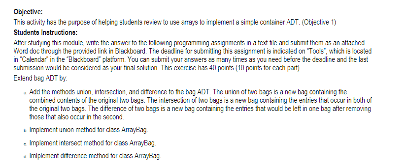 Solved Objective: This activity has the purpose of helping | Chegg.com