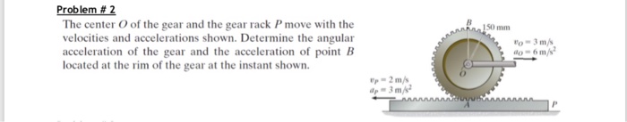 Solved Problem # 2 The center O of the gear and the gear | Chegg.com